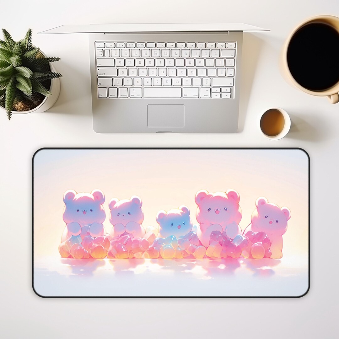 Cute Pastel Mouse Pad, Kawaii Bear Desk Mat, Kawaii Office Decor ...