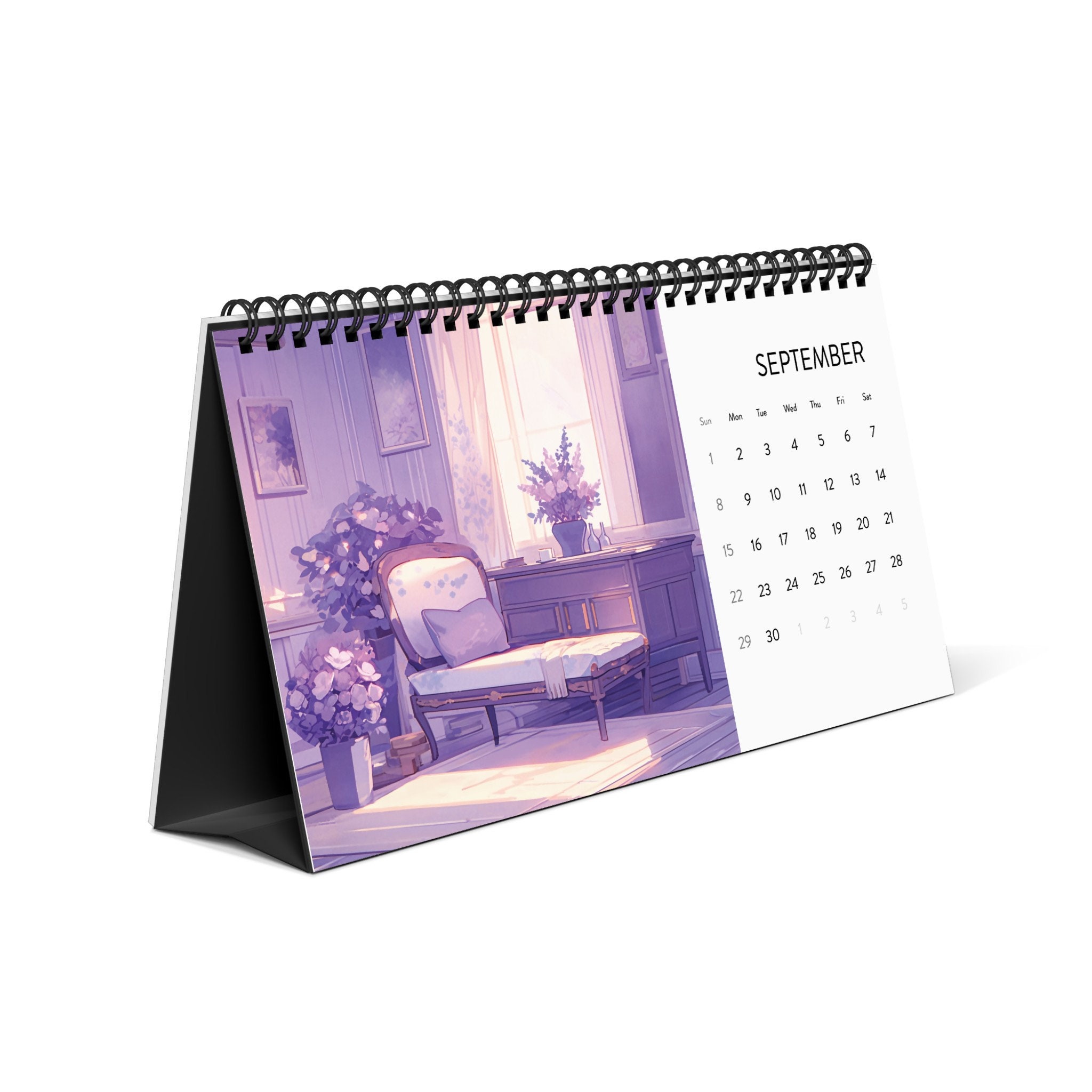 Kawaii Anime Landscape Desk Calendar, Lofi Room Desk Calendar, Cute ...