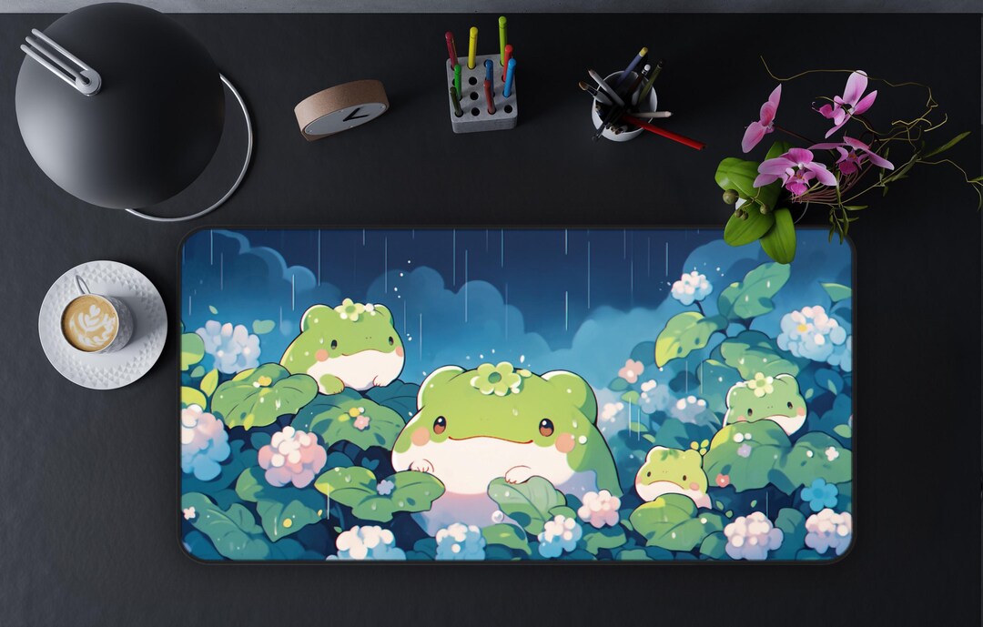 Kawaii Frogs Desk Mat, Cute Frog Gaming Mouse Pad, Playful Animal ...