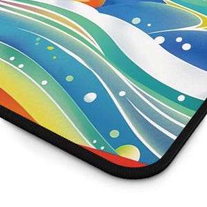 Kawaii Blue Theme Desk Mat, Anime Cat Aesthetic Drawing Desk Mat ...