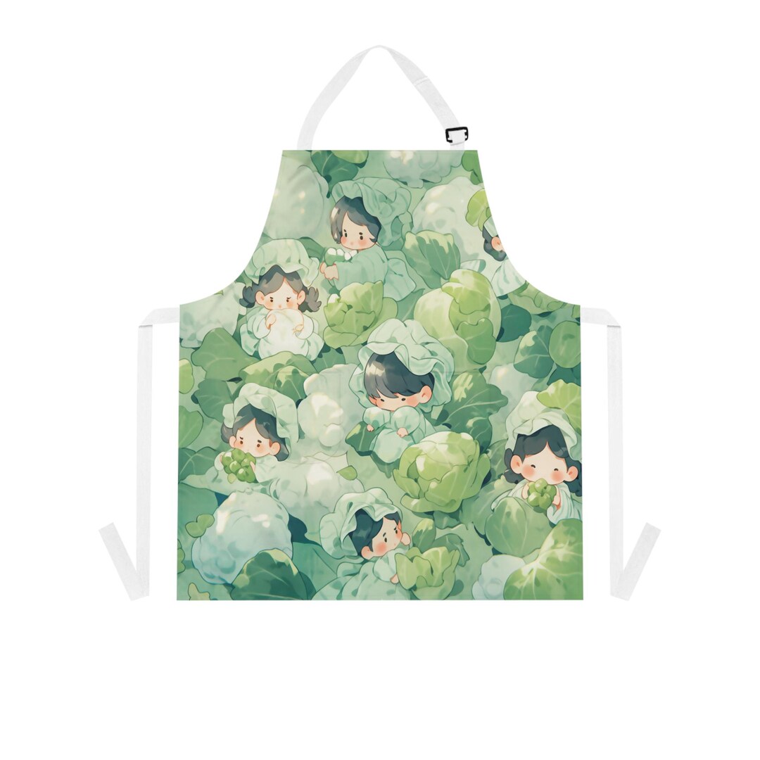 Kawaii Anime Cabbage Apron - Cute Kitchen Cooking Gift, Vegetable Lover ...