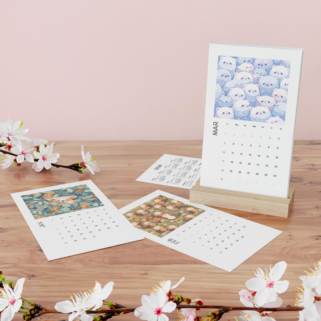 Kawaii Anime Animals Desk Calendar, Cute Animal Patterns, Cute Home ...