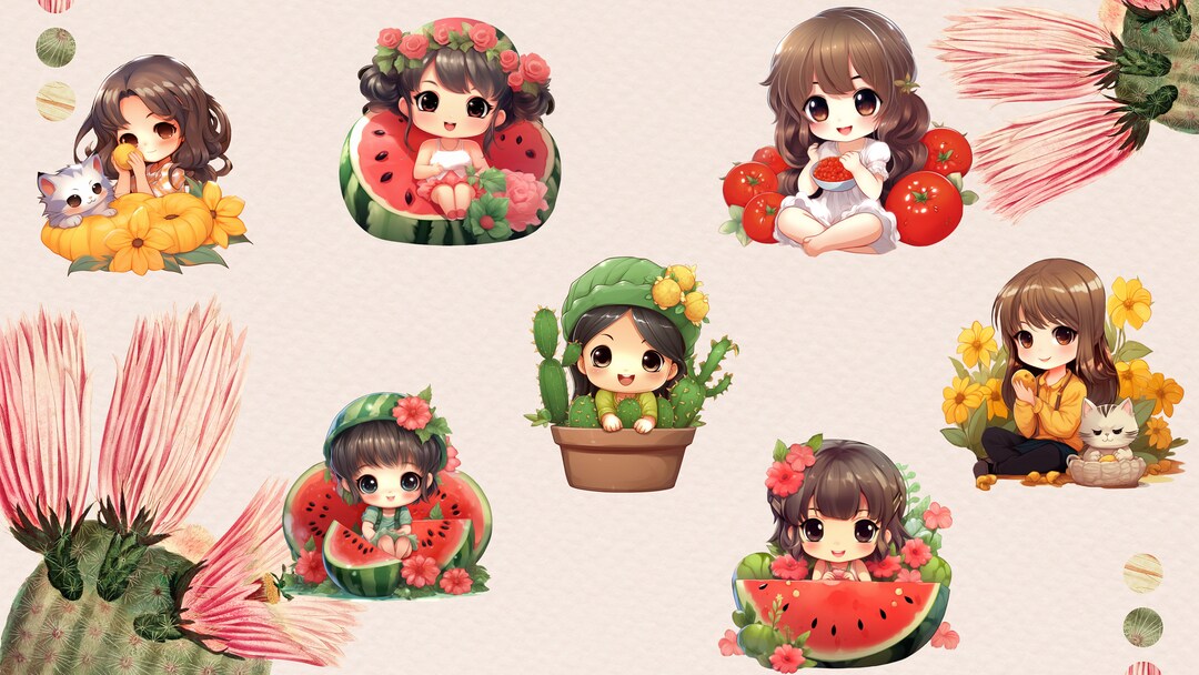 7 Girls PNG Clipart Summer Girls Cute Anime Girls Cute - Etsy