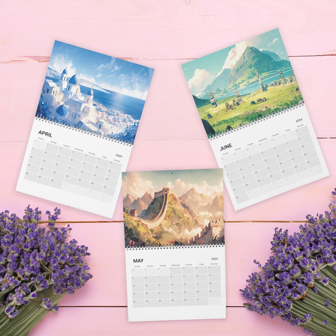 Anime Landscape World Landmarks Wall Calendar 2024, 12 Famous Places in ...
