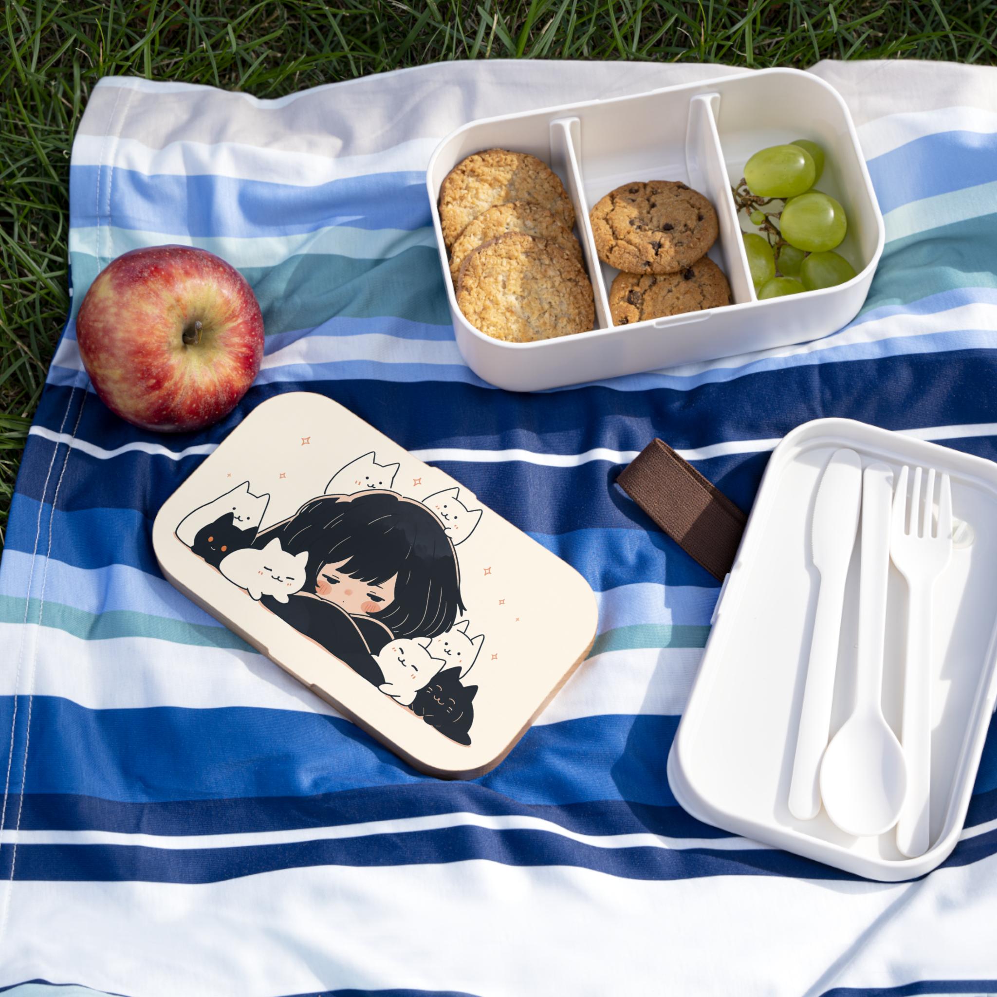 Bento Lunch Box, Anime Girl With Cats Design - Cute Japanese Style Food ...