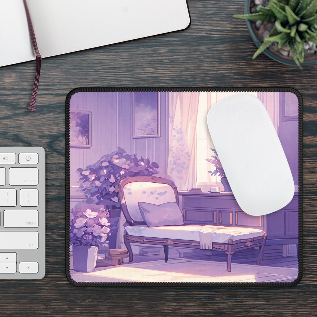 Minimalist Room Purple Mouse Pad, Pastel Mouse Pad, Cute Desk Pad, Cute ...