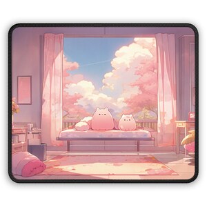 Cute Kawaii Mouse Pad, Pink Pastel Mouse Pad, Pink Lofi Room Mouse Pad ...