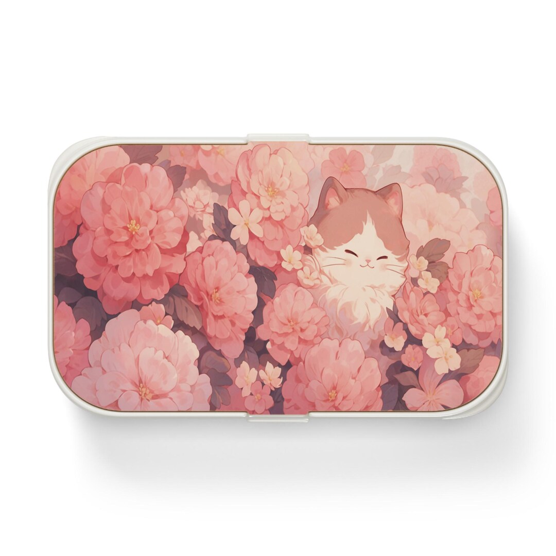 Bento Lunch Box, Cute Cat With Camellia Flowers, Kawaii Japanese Style ...