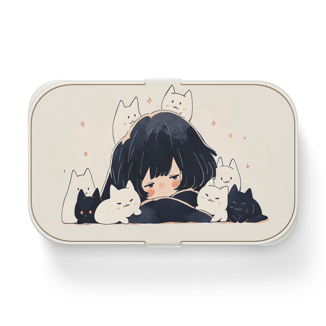 Bento Lunch Box, Anime Girl With Cats Design - Cute Japanese Style Food ...