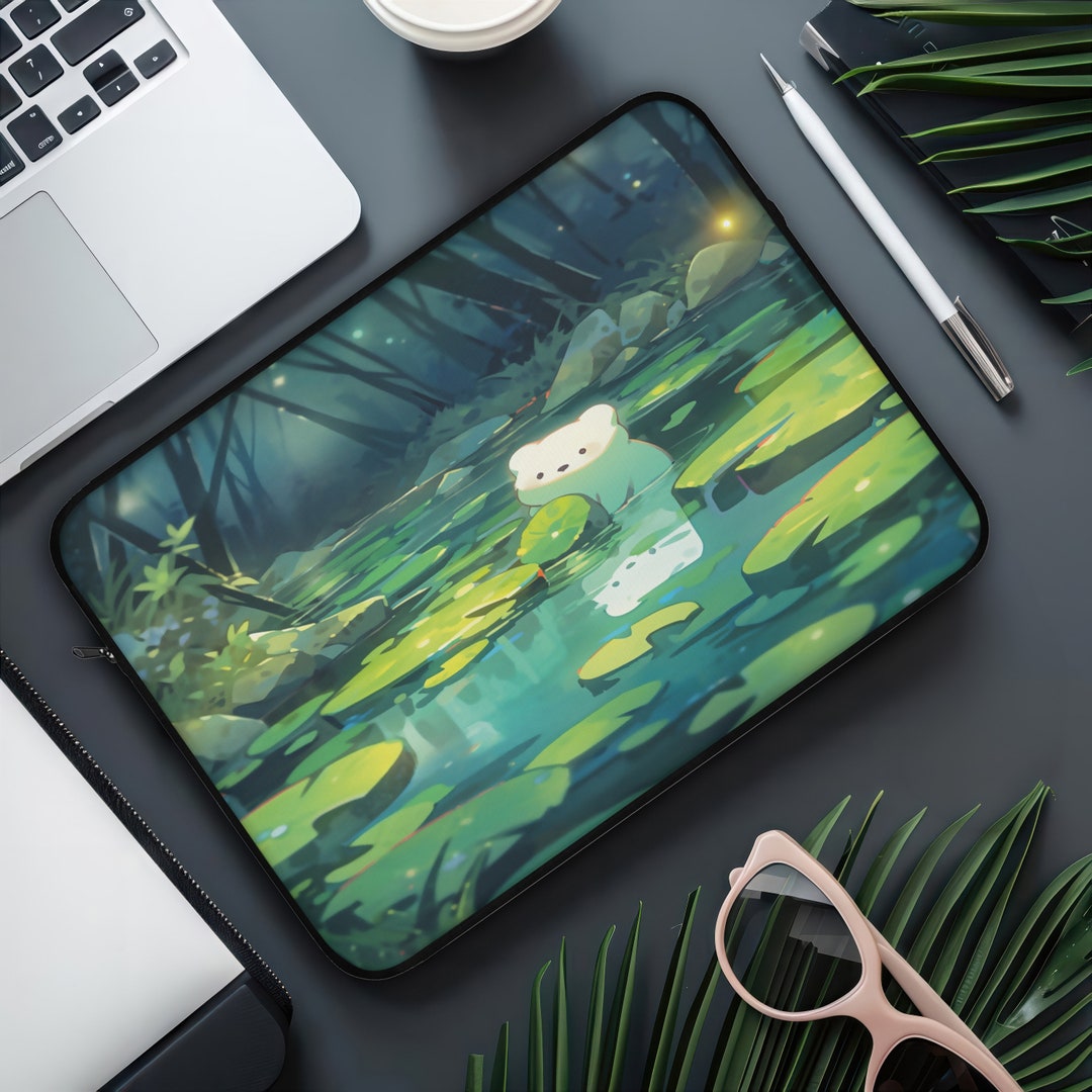 Cute Anime Bear Laptop Sleeve, Mystic Forest Fairy Tale Design, Kawaii ...