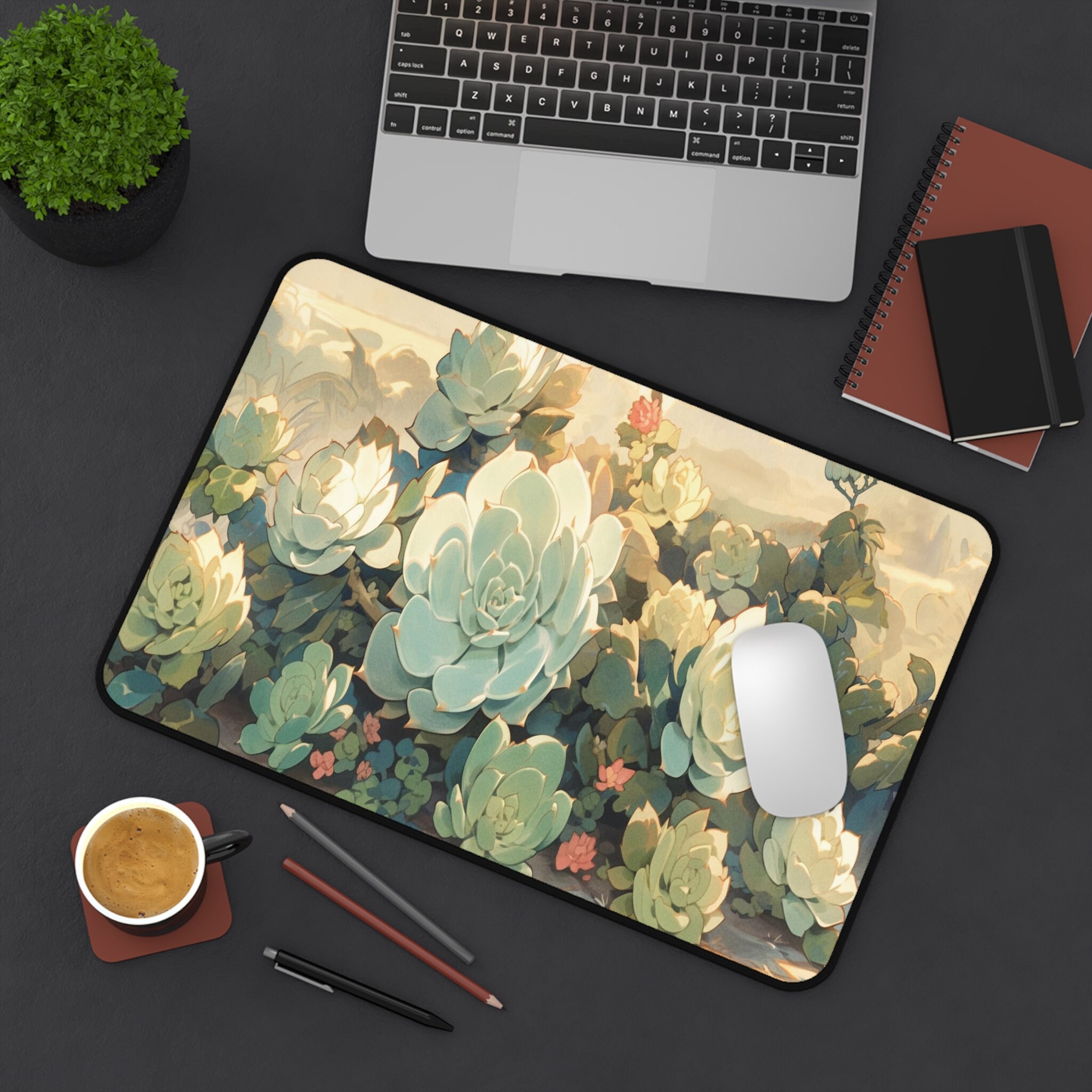 Succulent Mousepad, Cute Gaming Desk Mat, Cute Desk Accessories, Cute ...