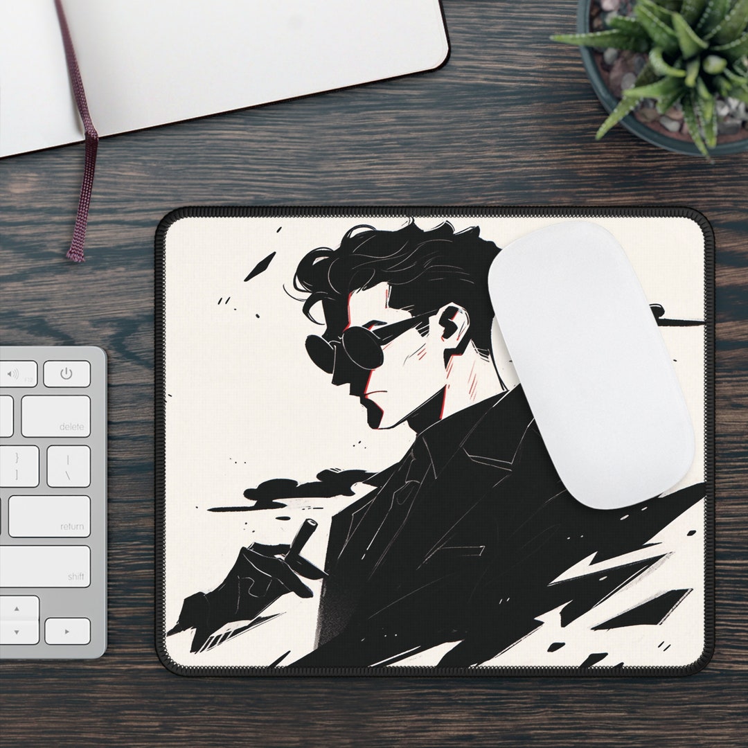 Anime Manga Gaming Mouse Pad, Kawaii Desk Pad, Man in Black Blackout ...