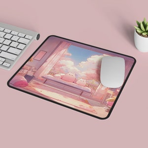 Cute Kawaii Mouse Pad, Pink Pastel Mouse Pad, Pink Lofi Room Mouse Pad ...