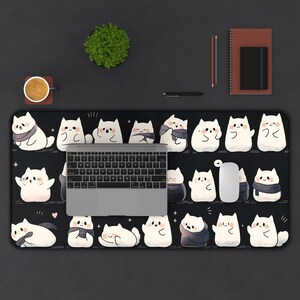 Kawaii Cat Desk Mat, Cute Cat Desk Mat, Kawaii Mouse Pad, Kawaii ...