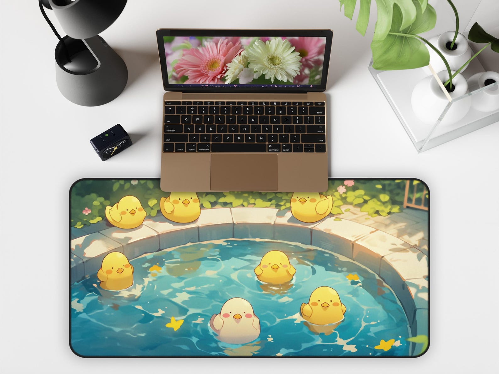 Duck Desk Mat, Cute Ducks Playing Around, Office Mouse Pad, Gaming Desk ...
