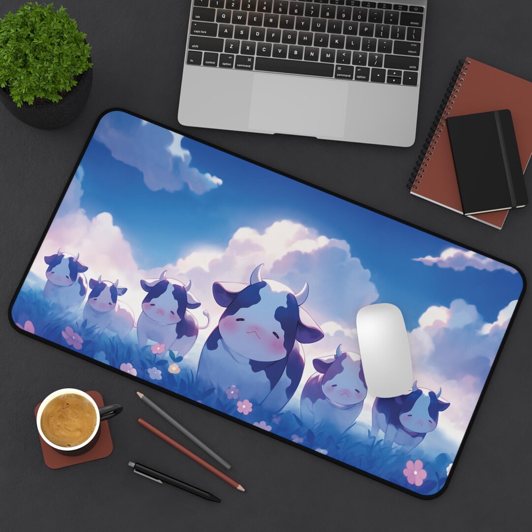 Cow Desk Mat, Cute Cow Print, Animal Lover Mouse Pad, Farmhouse Desk ...