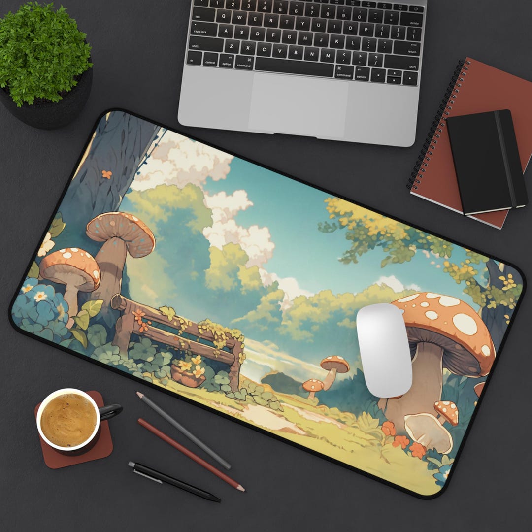 Kawaii Cottagecore Desk Mat, Cute Mushroom Mousepad, Anime Desk Mat ...