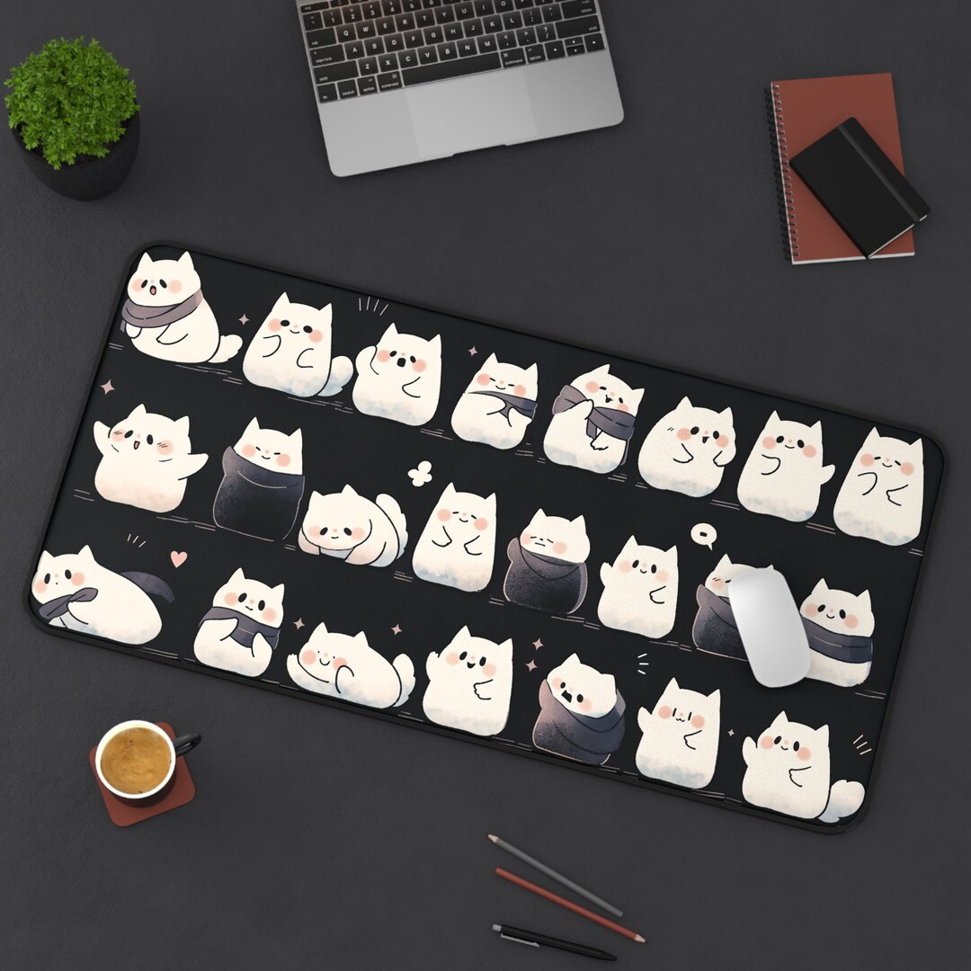 Kawaii Cat Desk Mat, Cute Cat Desk Mat, Kawaii Mouse Pad, Kawaii ...