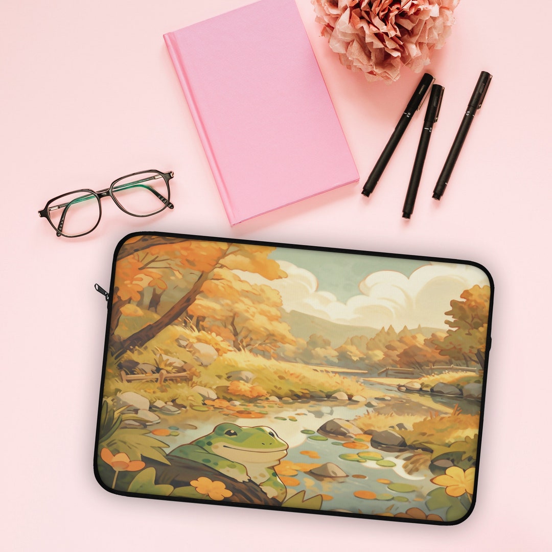 Cute Frog Laptop Sleeve, Anime Landscape Art Laptop Tablet iPad Sleeve ...