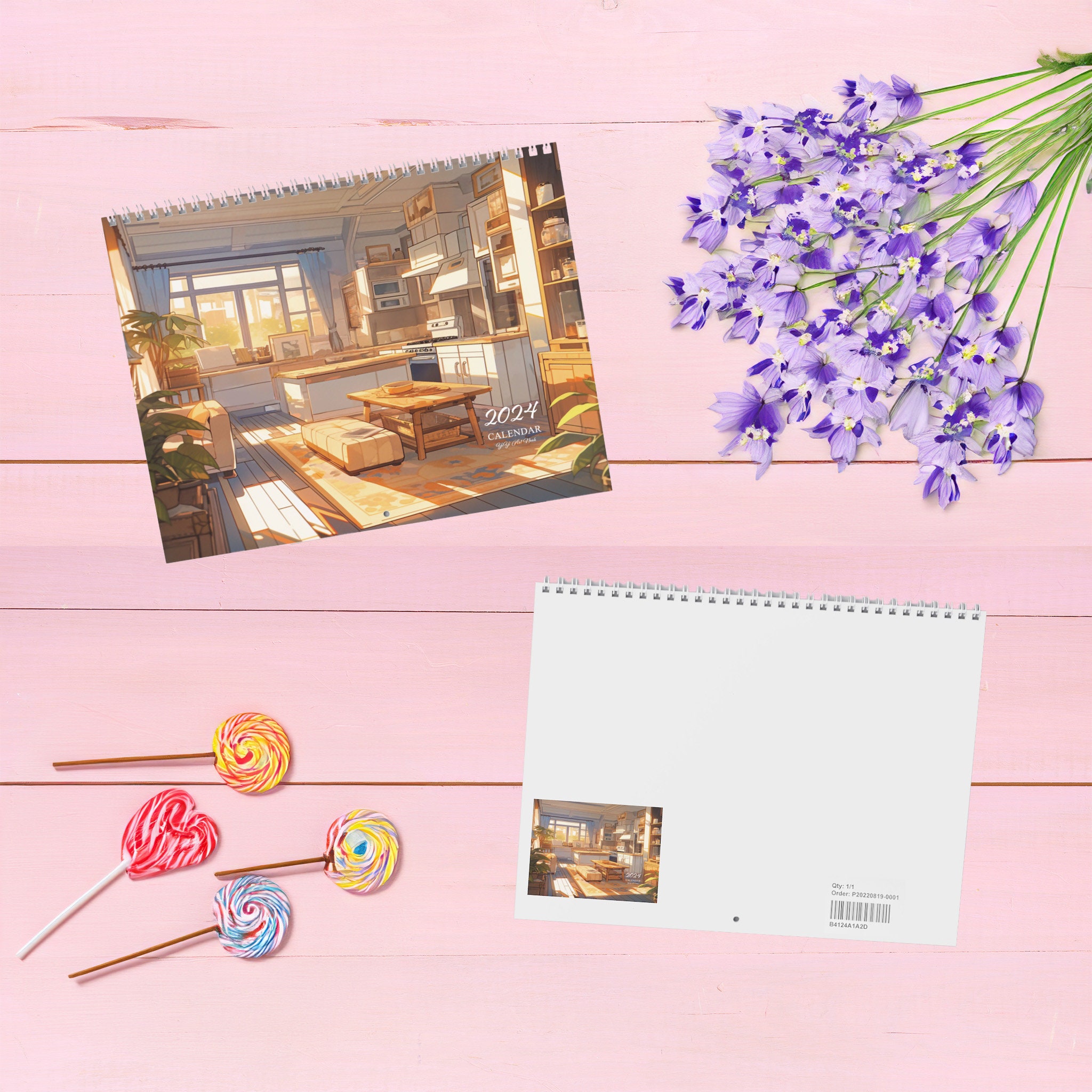 Anime Landscape Wall Calendar 2024, Kawaii Lofi Room Calendar, 4 ...