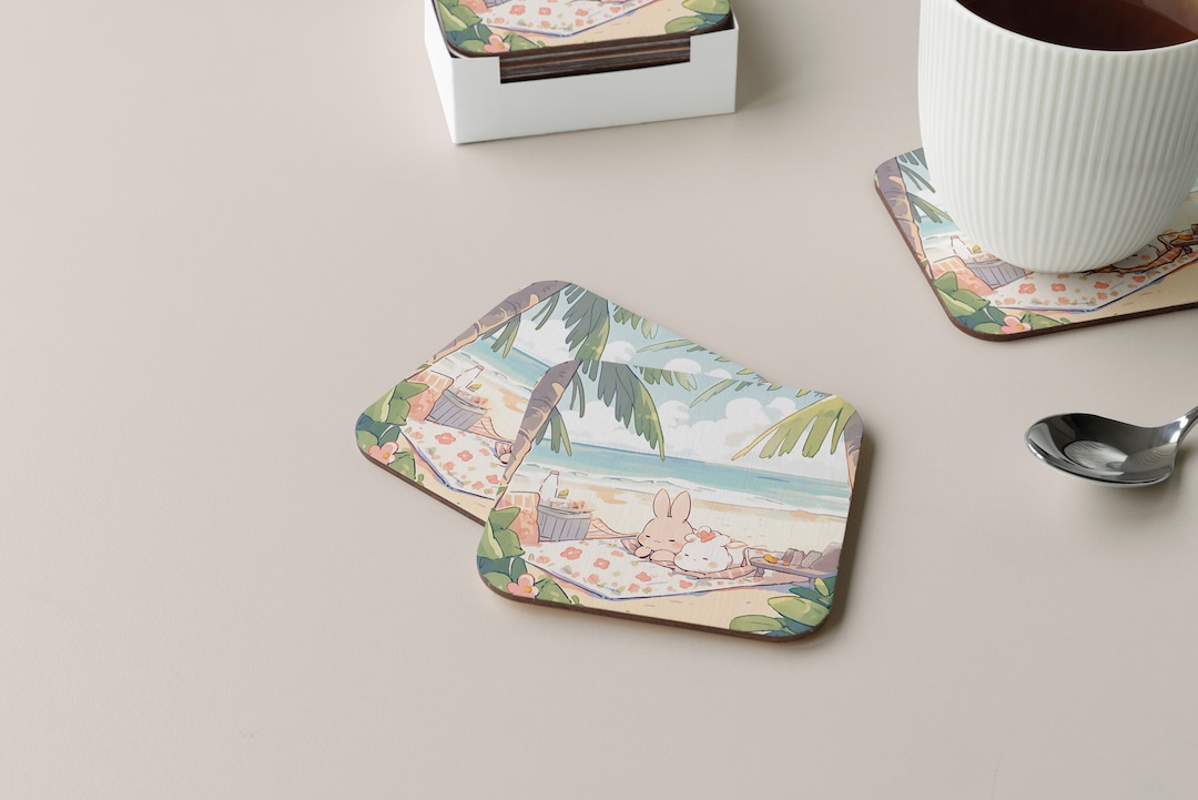 Kawaii Coaster, Cute Anime Bunny Coasters, Kawaii Animal Coasters, Cute ...