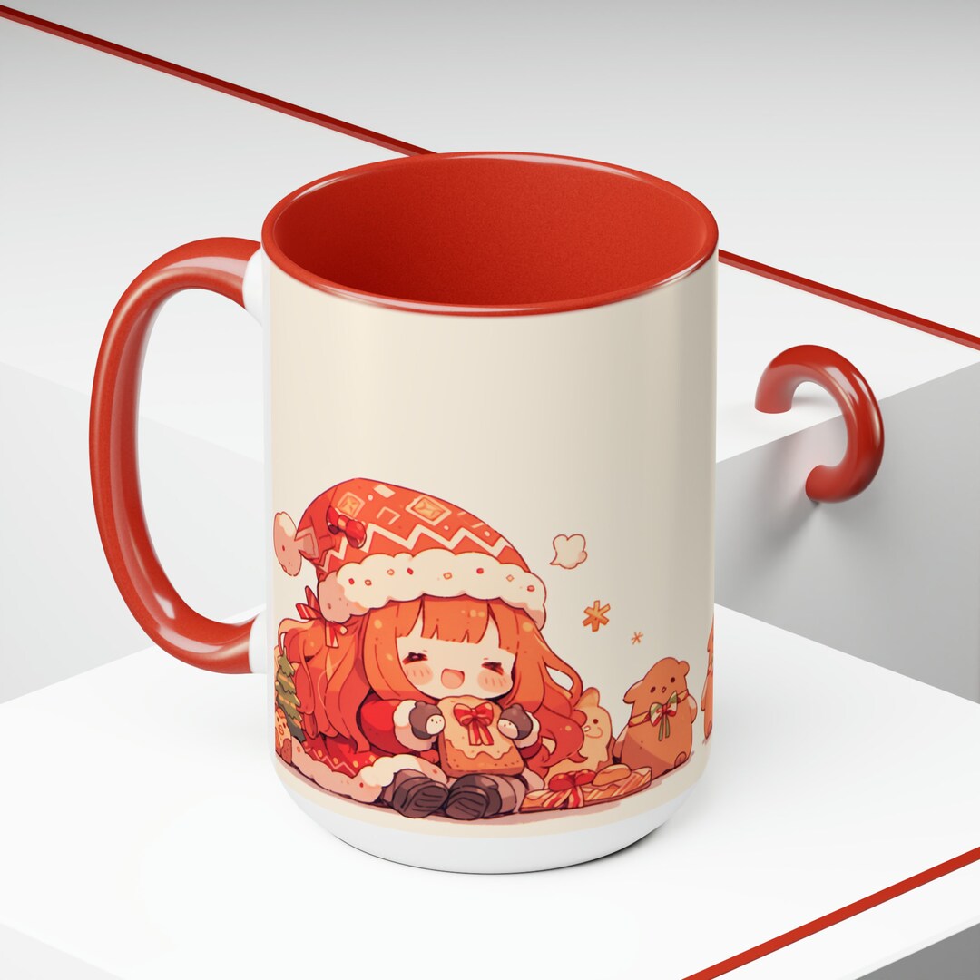 Anime-inspired Ceramic Christmas Mugs Kawaii Girl Decoration - Etsy