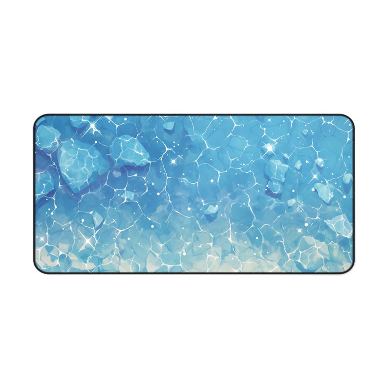 Kawaii Blue Water Desk Mat, Sparkly Ocean Mouse Pad, Cute Summer ...