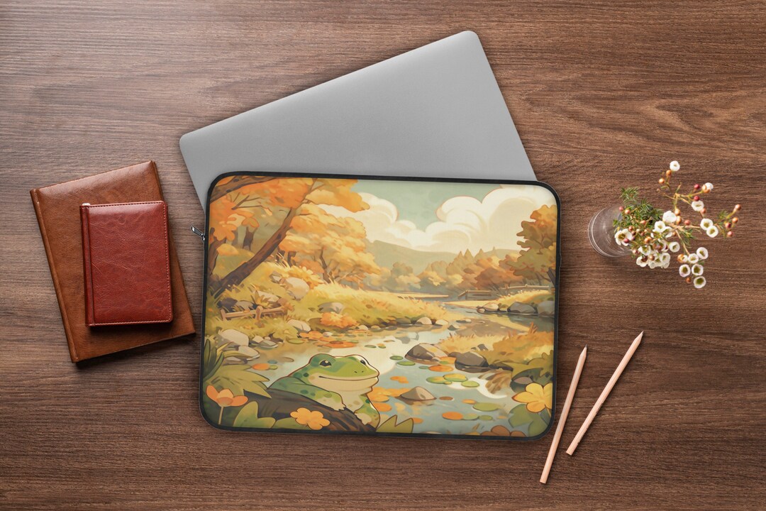 Cute Frog Laptop Sleeve, Anime Landscape Art Laptop Tablet iPad Sleeve ...