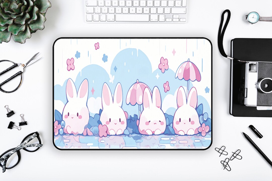 Kawaii Bunny Desk Mat, Cute Anime Bunny Rabbits Gaming Mousepad, Cute ...