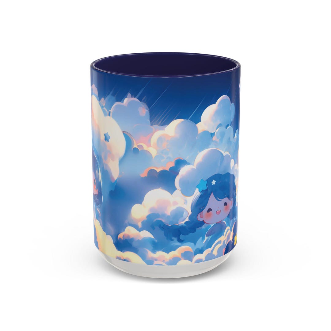 Kawaii Anime Girl Blue 15oz Mug, Cute Coffee Cup, Adorable Tea Mug, Fun ...