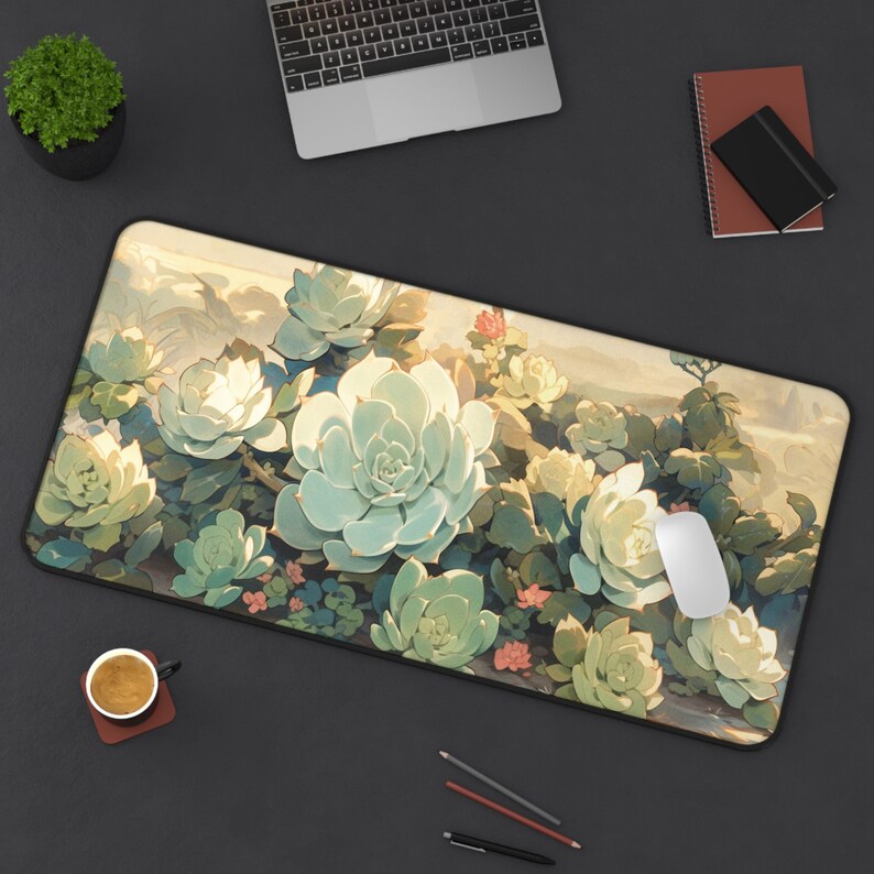 Succulent Mousepad, Cute Gaming Desk Mat, Cute Desk Accessories, Cute ...