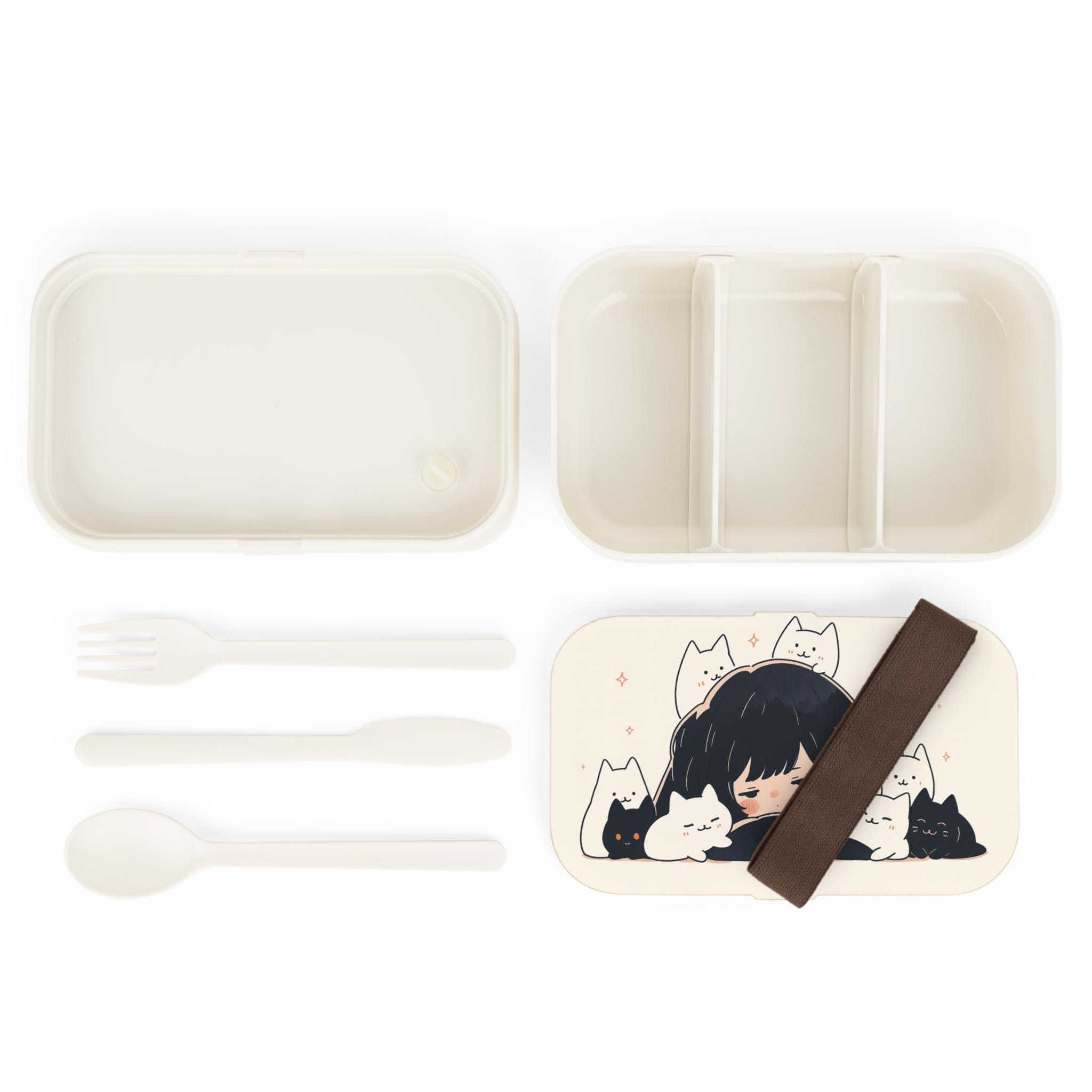 Bento Lunch Box, Anime Girl With Cats Design - Cute Japanese Style Food ...