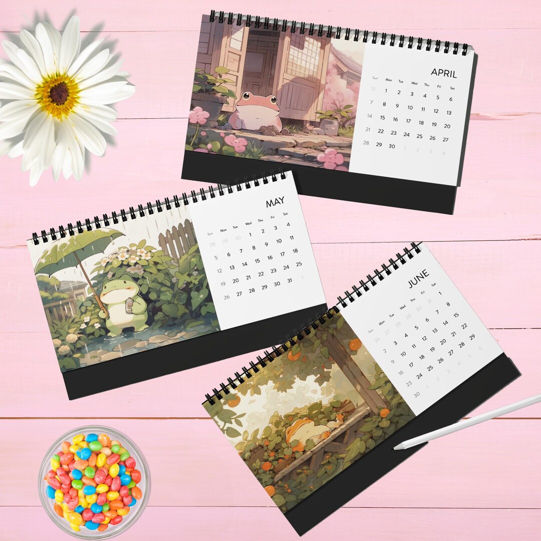 Kawaii Anime Frogs Desk Calendar, the Daily Life of Frogs, Cute Home ...