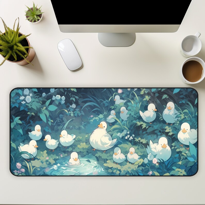 Cute Duck Kawaii Lofi Gaming Desk Mat, Kawaii Duck Mouse Pad, Cute ...