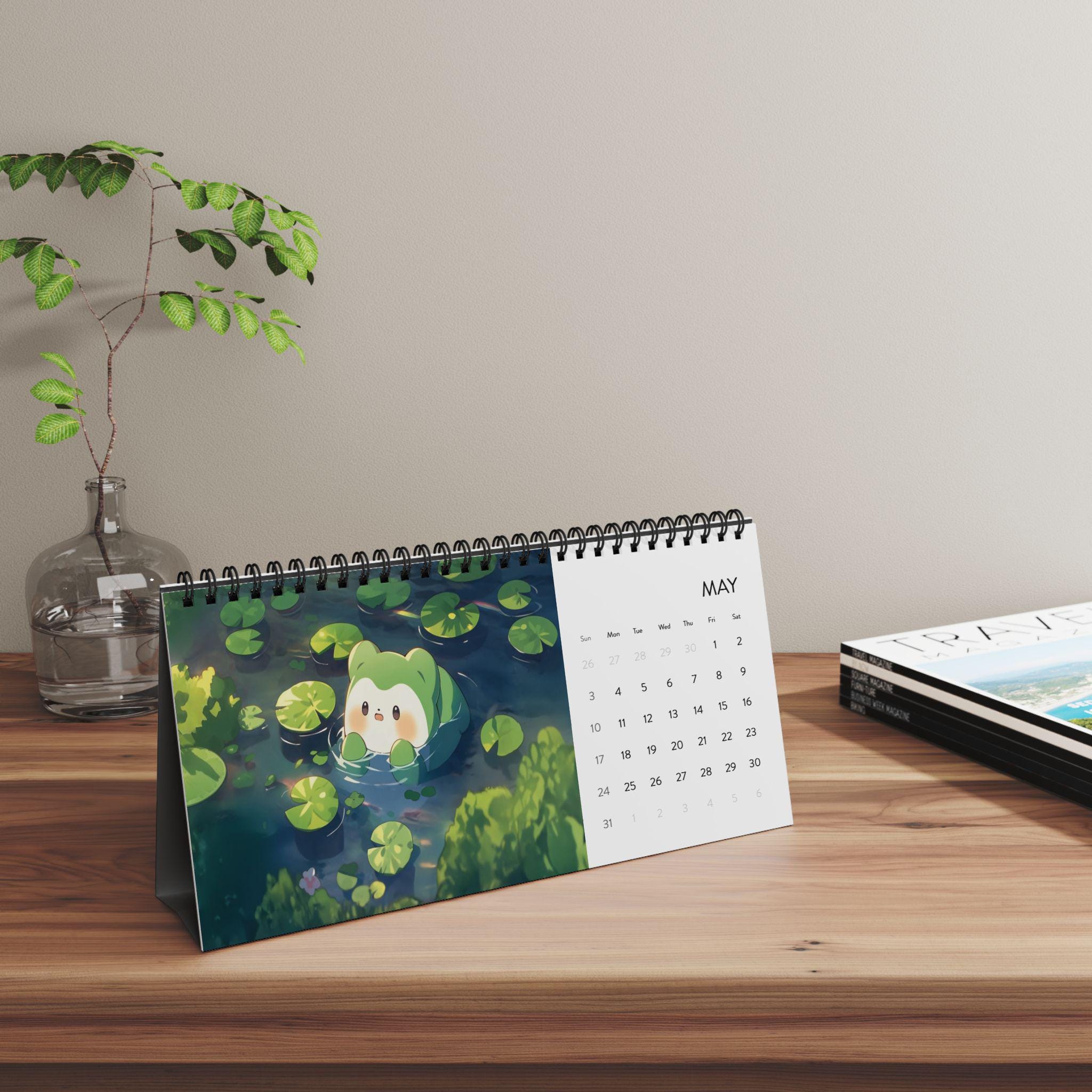 2026 Landscape Art With Animals Desk Calendar, Anime Landscape, Kawaii ...