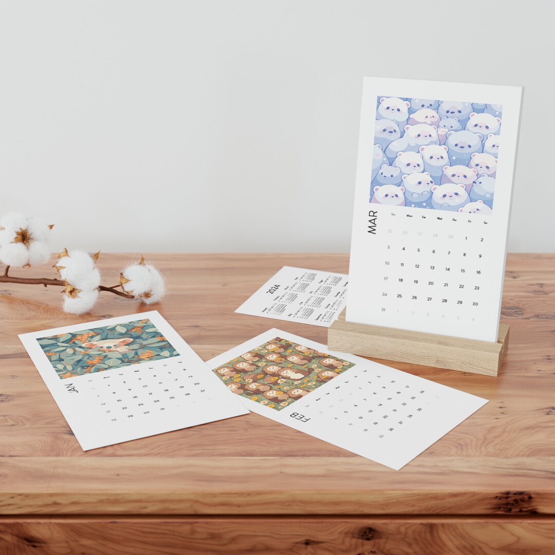 Kawaii Anime Animals Desk Calendar, Cute Animal Patterns, Cute Home ...