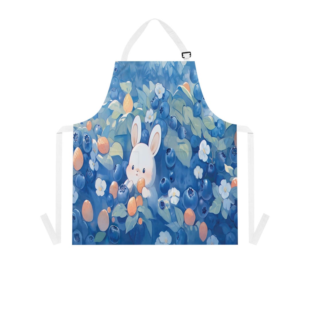 Funny Apron, Cute Anime Bunny With Blueberry, Kawaii Kitchen Cooking ...