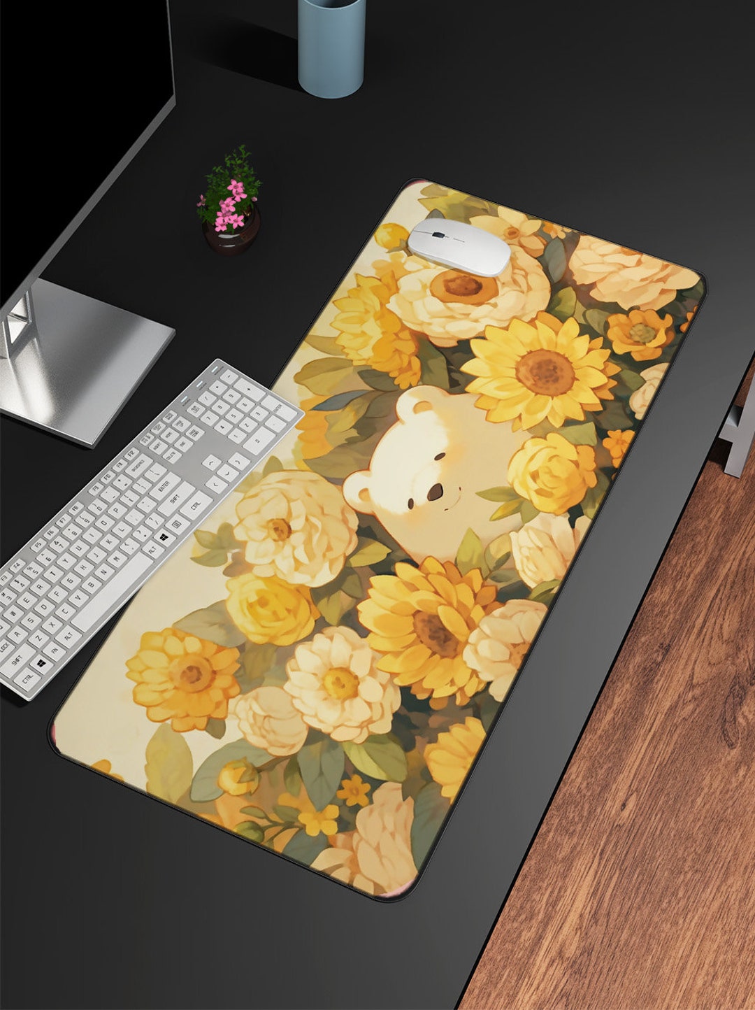 Desk Mat Aesthetic, Cute Animals Mouse Pad, Cute Kawaii Bear Desk Mat ...