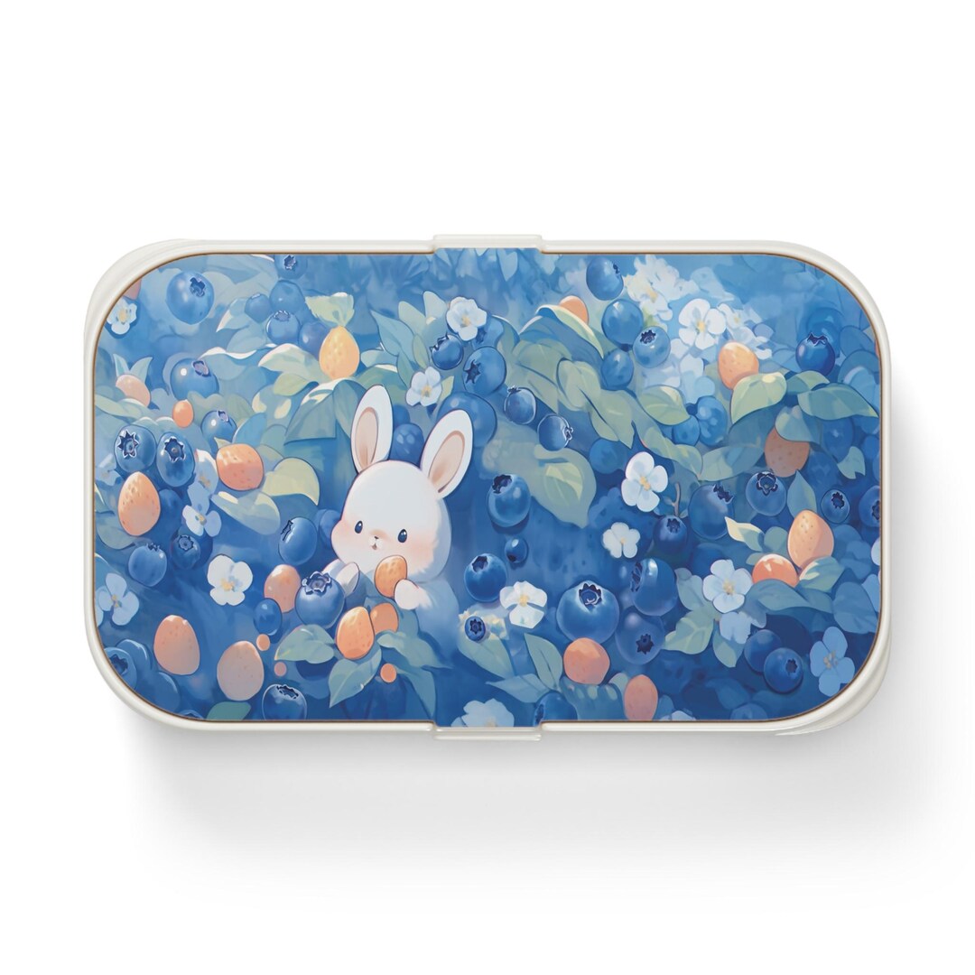 Blueberry Bunny Bento Box: Kawaii Lunch Container With Utensils - Etsy