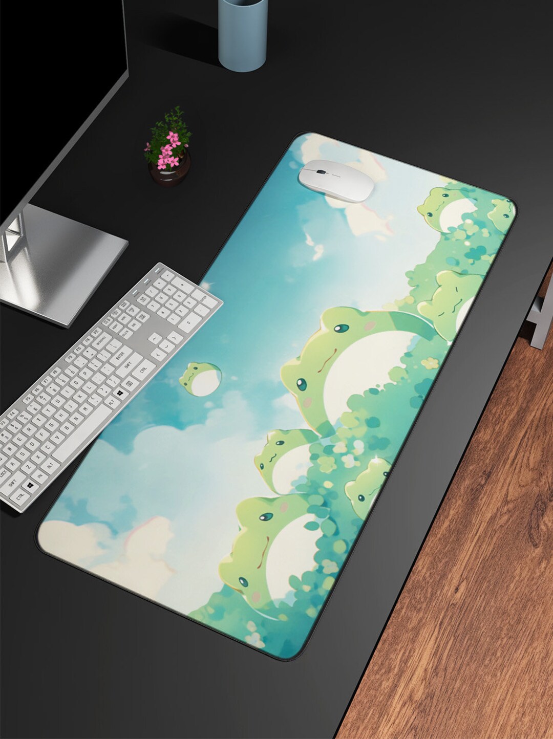 Cute Frogs Mousepad, Kawaii Frogs Desk Mat, Kawaii Animals Desk Mats ...