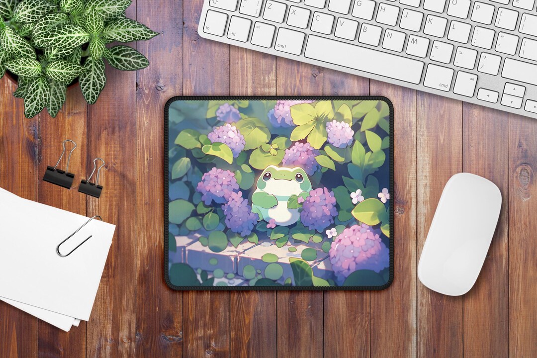 Kawaii Frog Gaming Mouse Pad: Floral Anime Desk Decor - Etsy