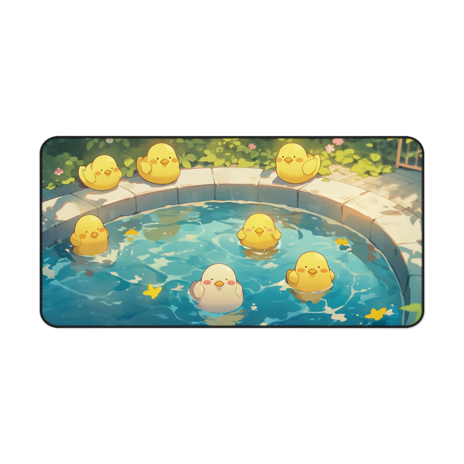 Duck Desk Mat, Cute Ducks Playing Around, Office Mouse Pad, Gaming Desk ...