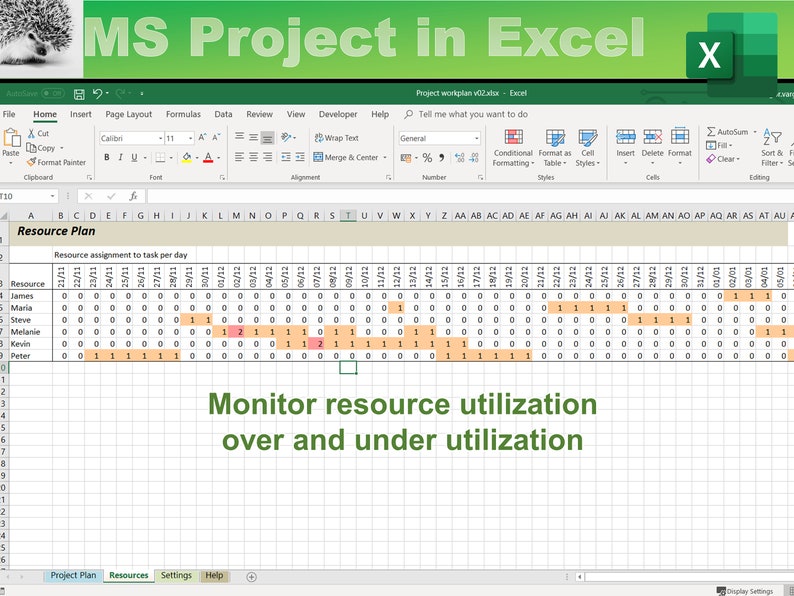 Project Planner and Gantt Chart in Excel | Digital Planner | Project ...
