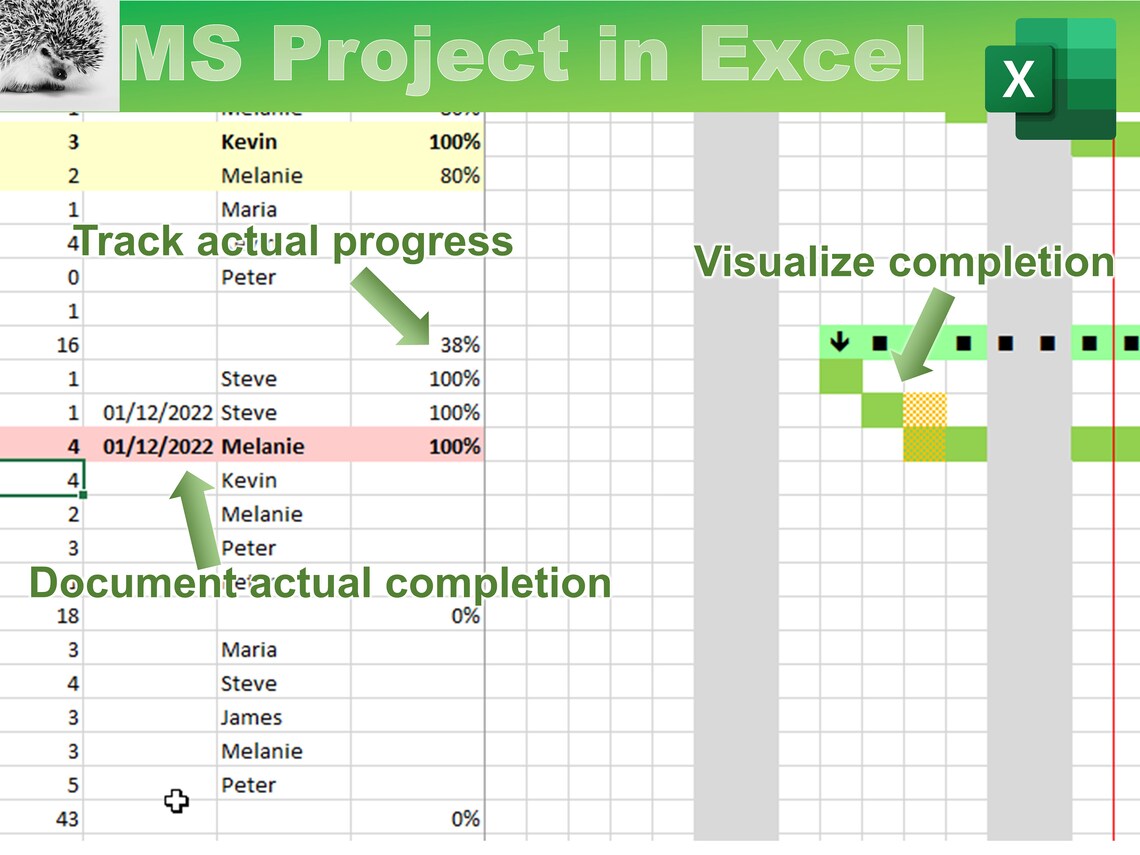 Project Planner and Gantt Chart in Excel | Digital Planner | Project ...