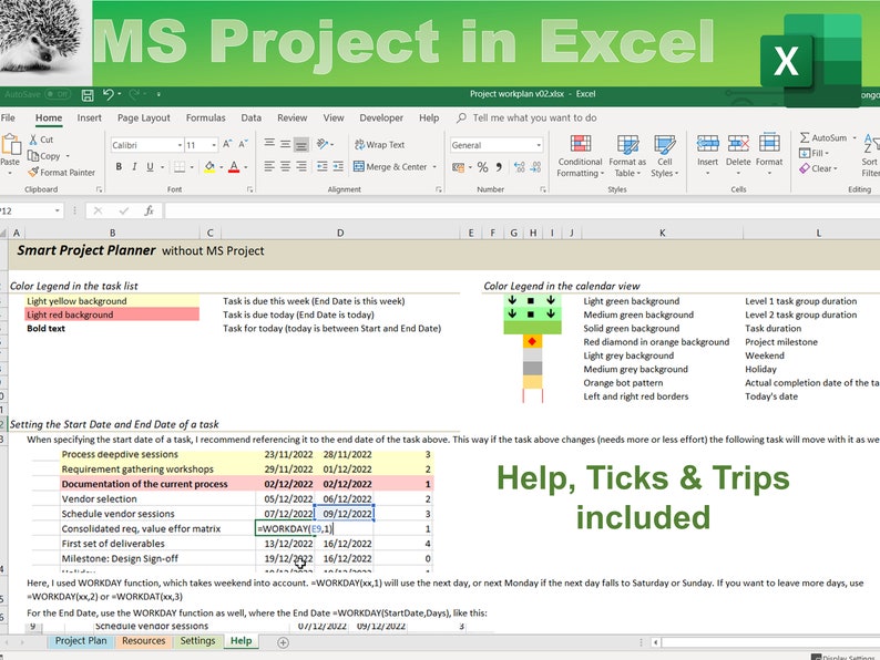 Project Planner and Gantt Chart in Excel | Digital Planner | Project ...