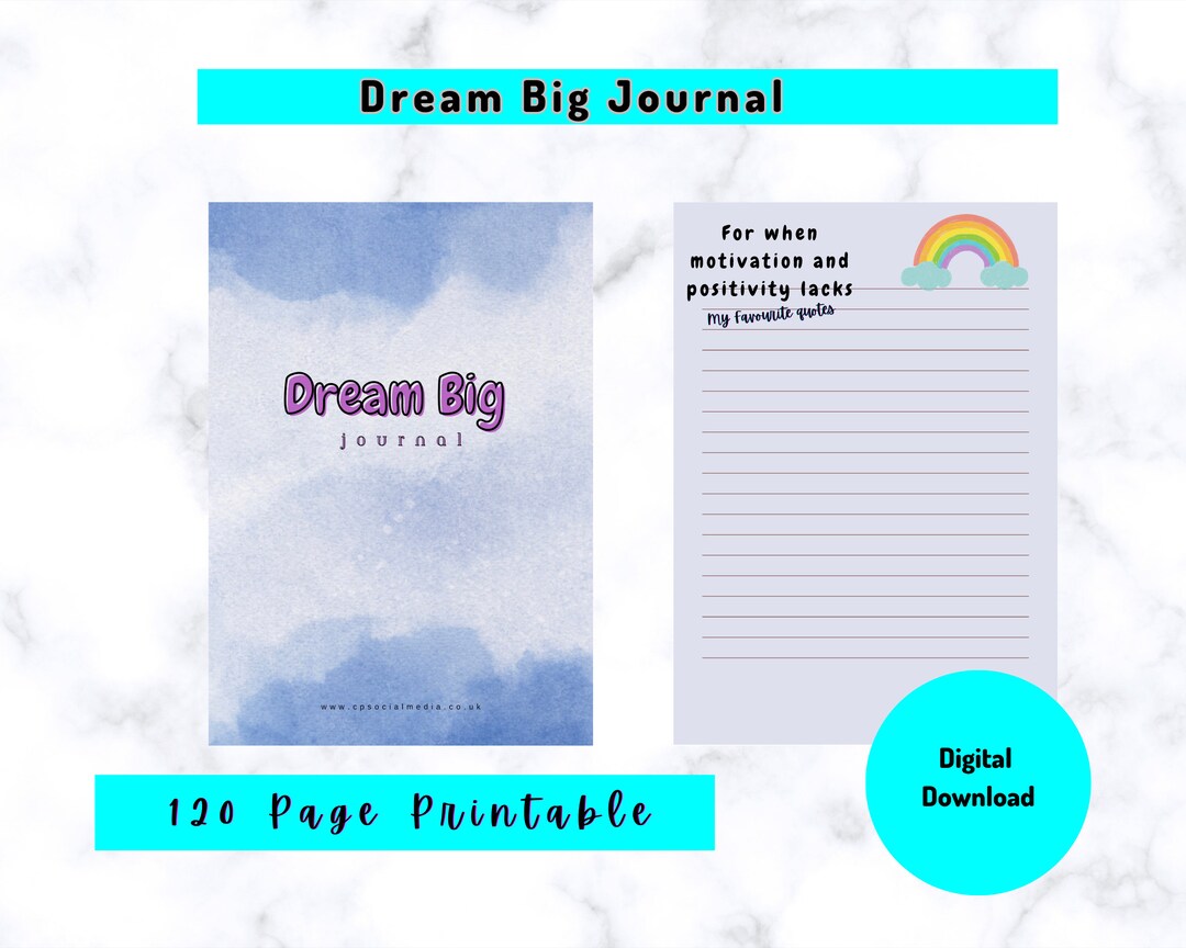 Dream Big Journal, Goal Setting, Habit Setting, Undated Printable ...