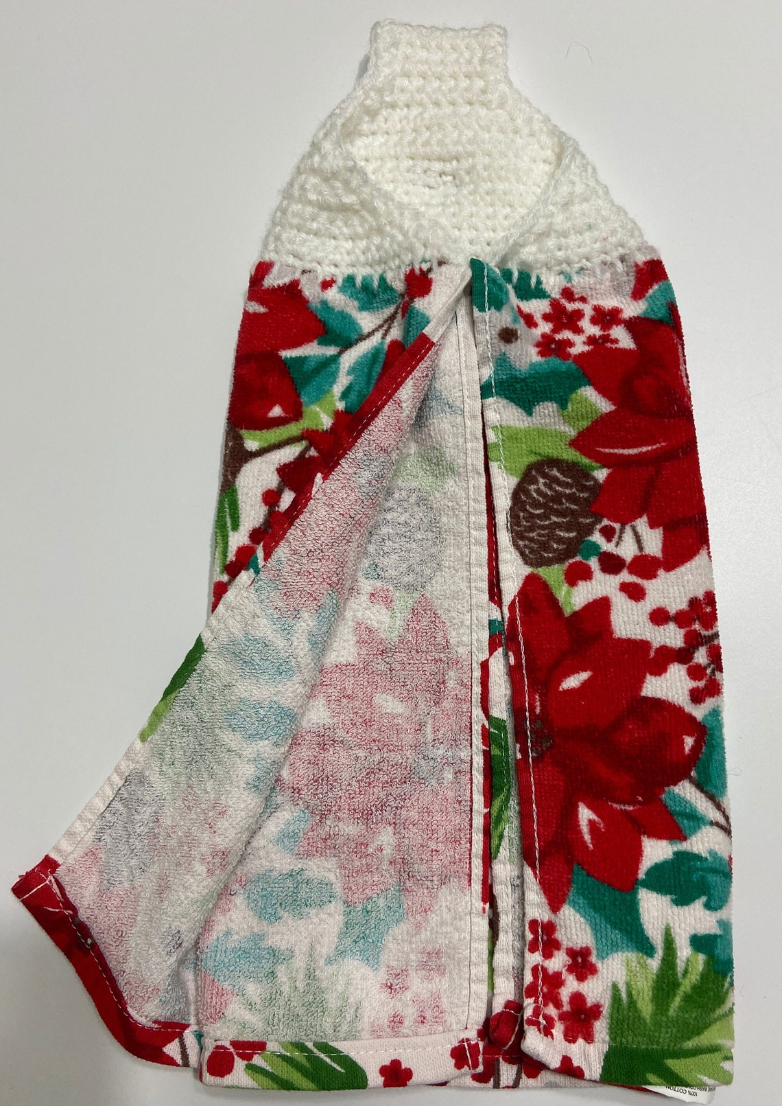 Christmas Poinsettias 100% Cotton Hanging Crocheted Top Hand Towels - Etsy