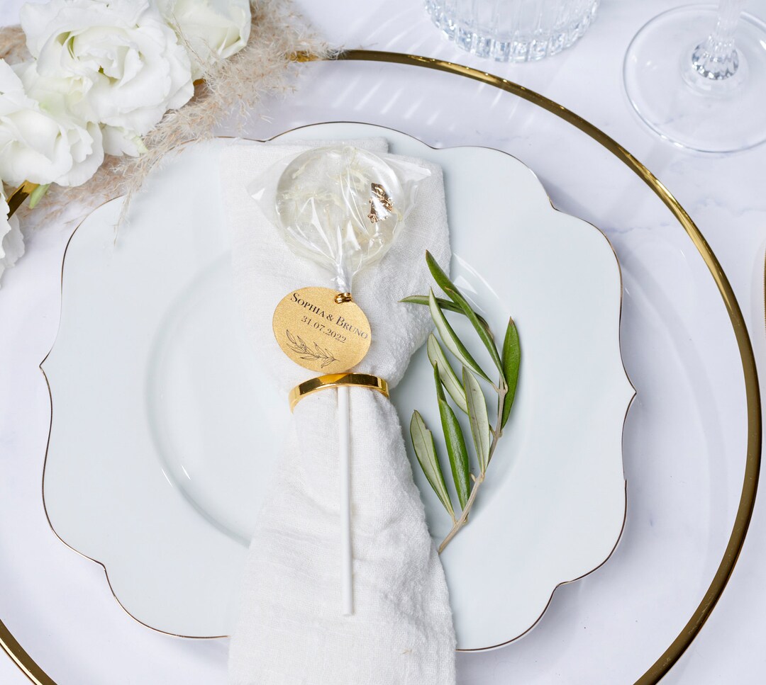 Flower Lollipop Gold Leaf Guest Gift Wedding Decoration Floral Lollipop ...