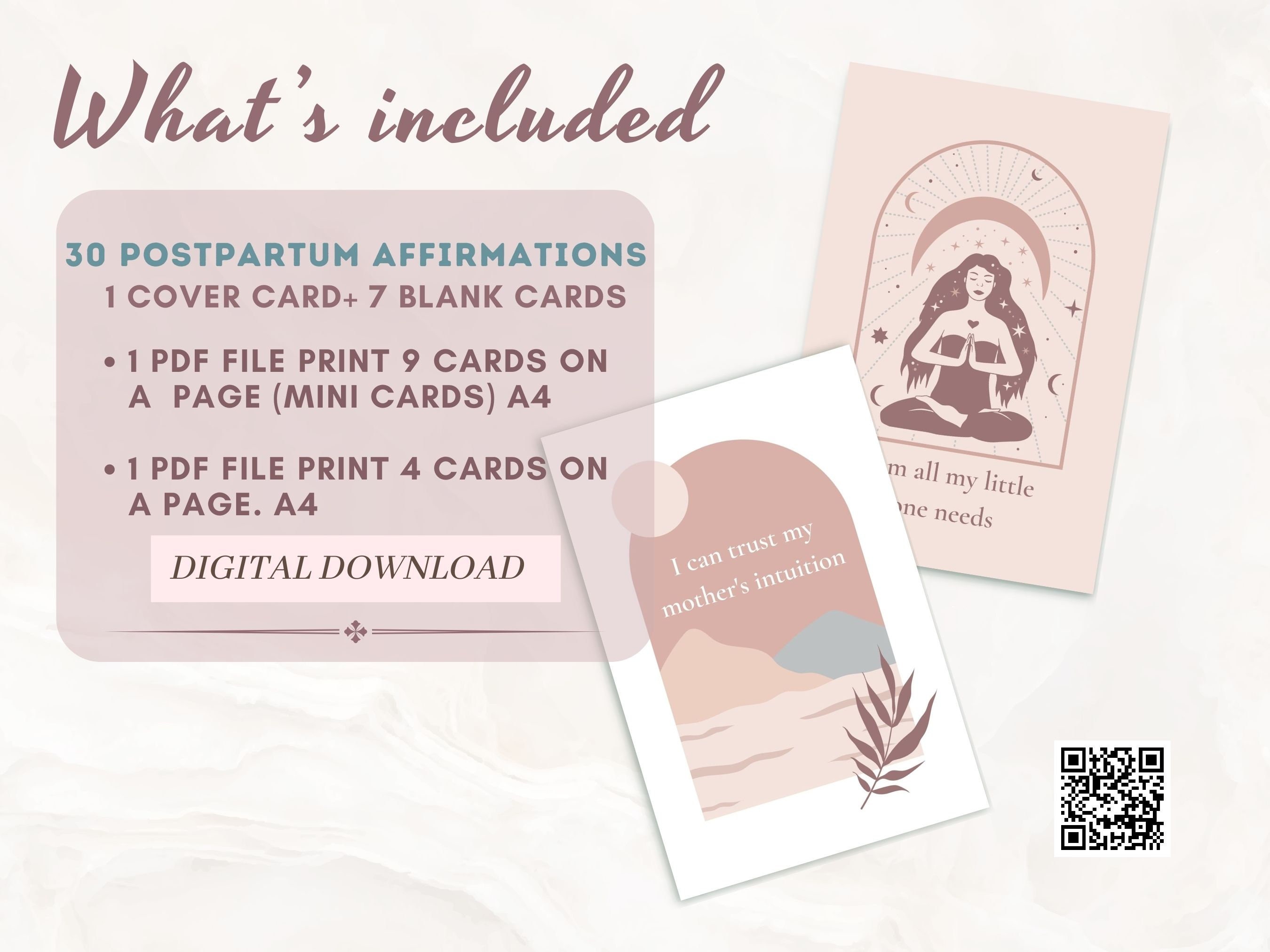 Boho Postpartum Affirmation Cards for New Moms (digital Download) - Etsy