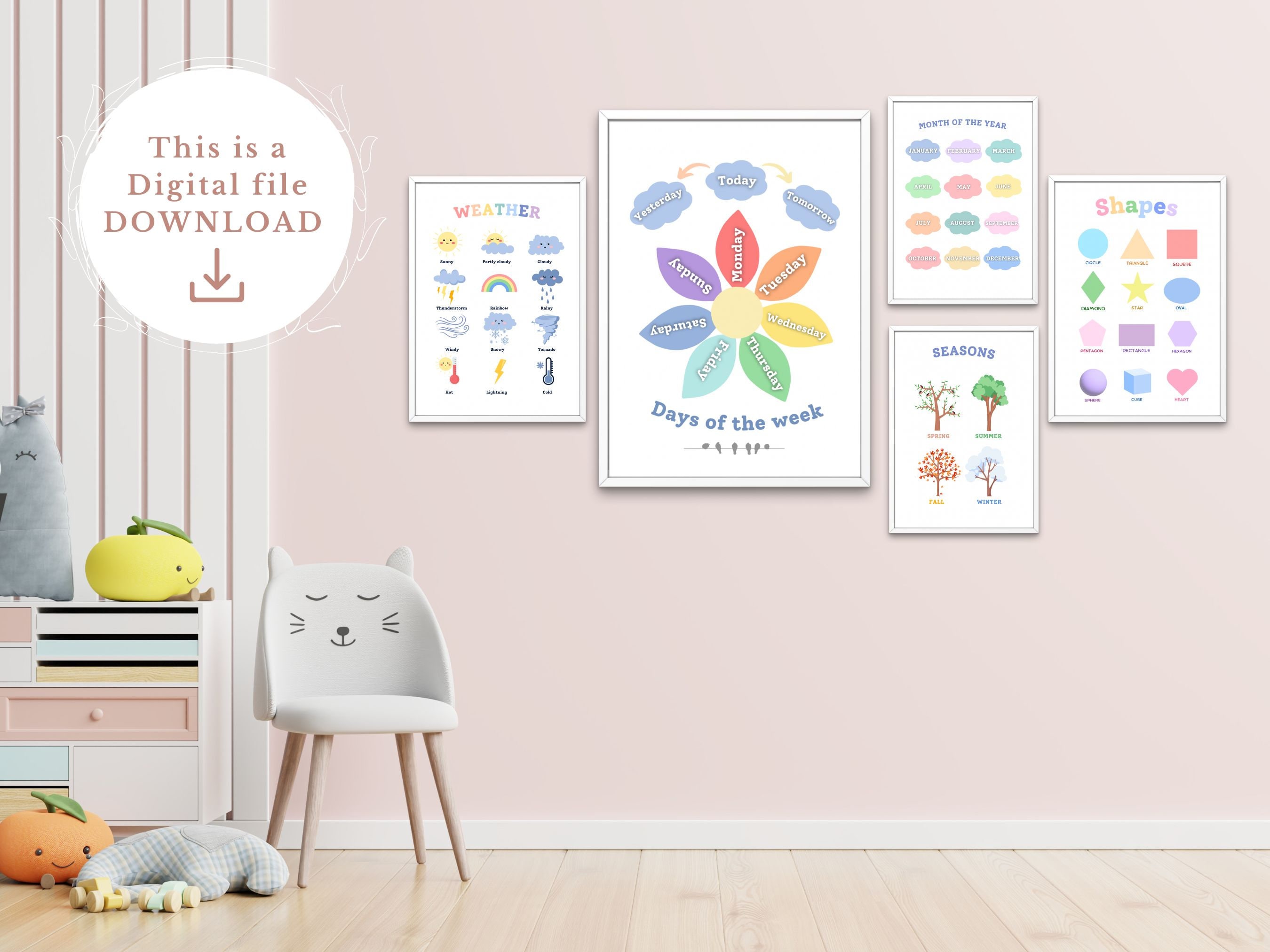 Set of 10 Educational Preschool Posters, Classroom, ABC Poster ...